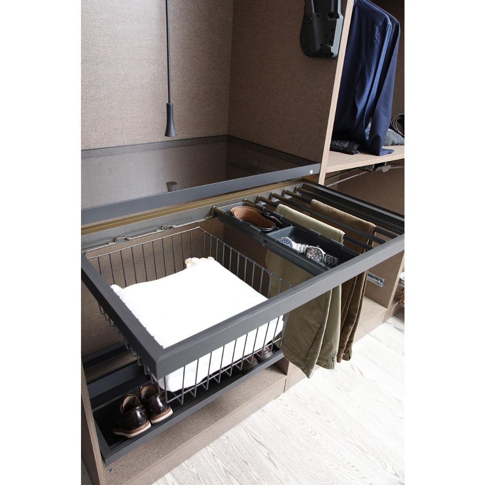 Premium Trouser Hanger with Wire Basket and Boxes - batudesign.com